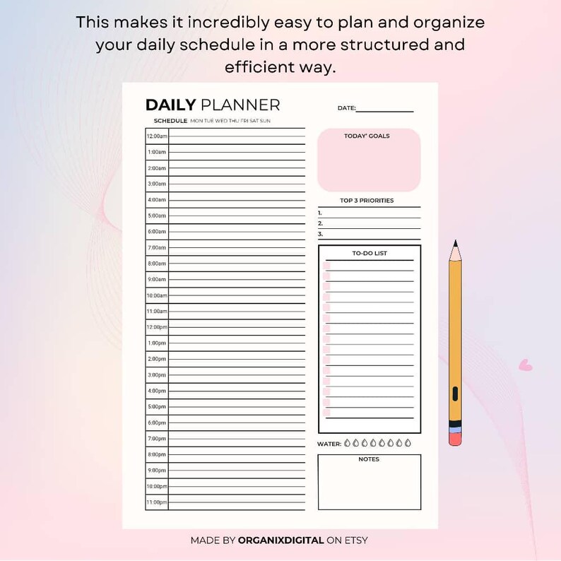 Daily Planner, Daily Schedule Printable planner, Daily to Do List ...