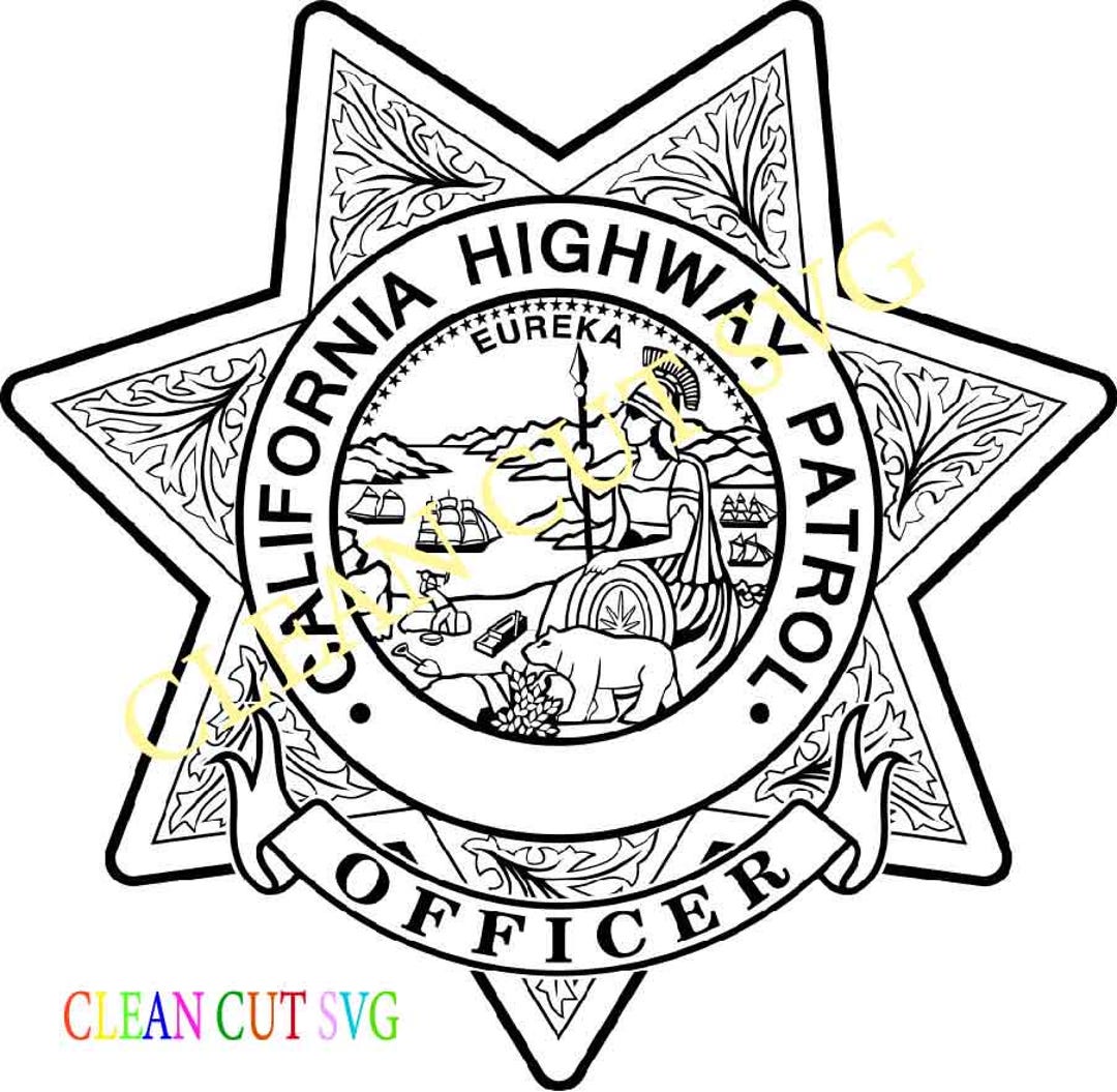 California Highway Patrol Officer Svg CHP Officer Vector Badge Black Logo Patch White Outline ...