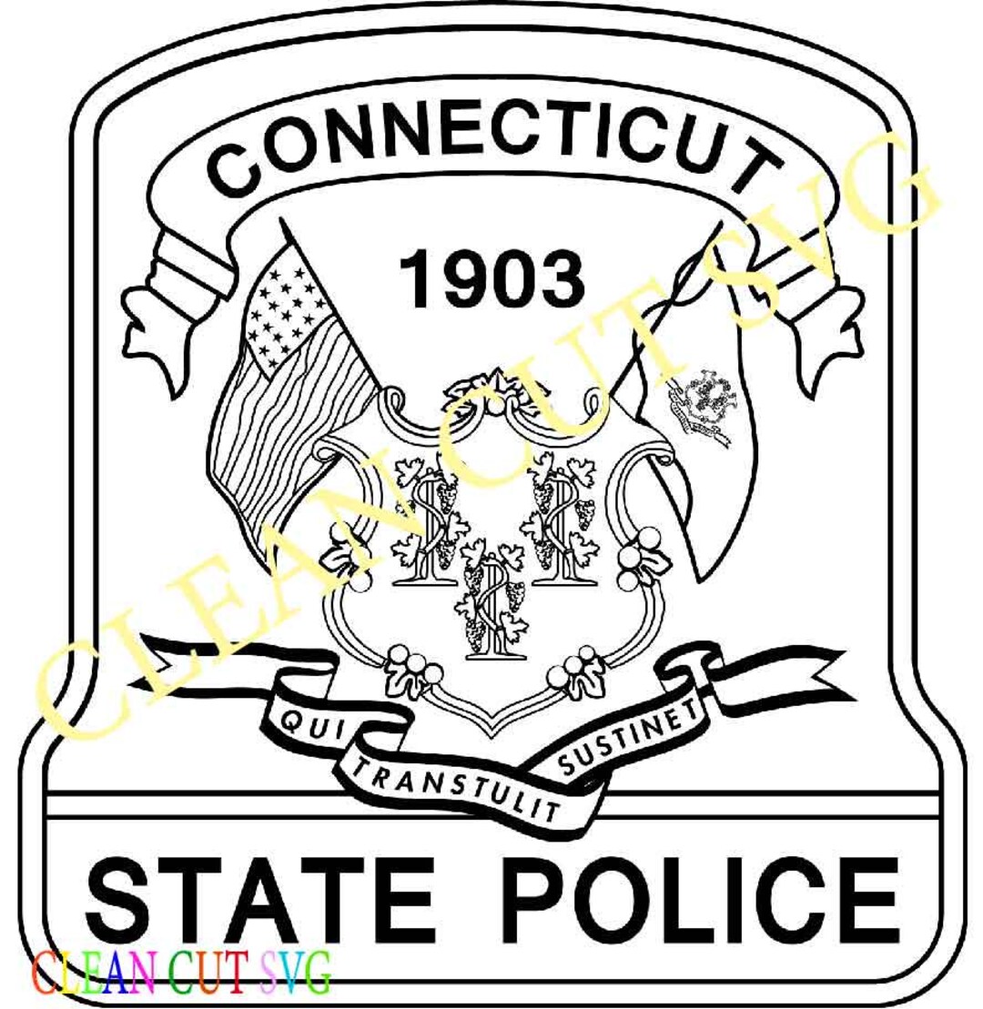 Connecticut State Police Badge Vector Svg Patch Black White Outline ...