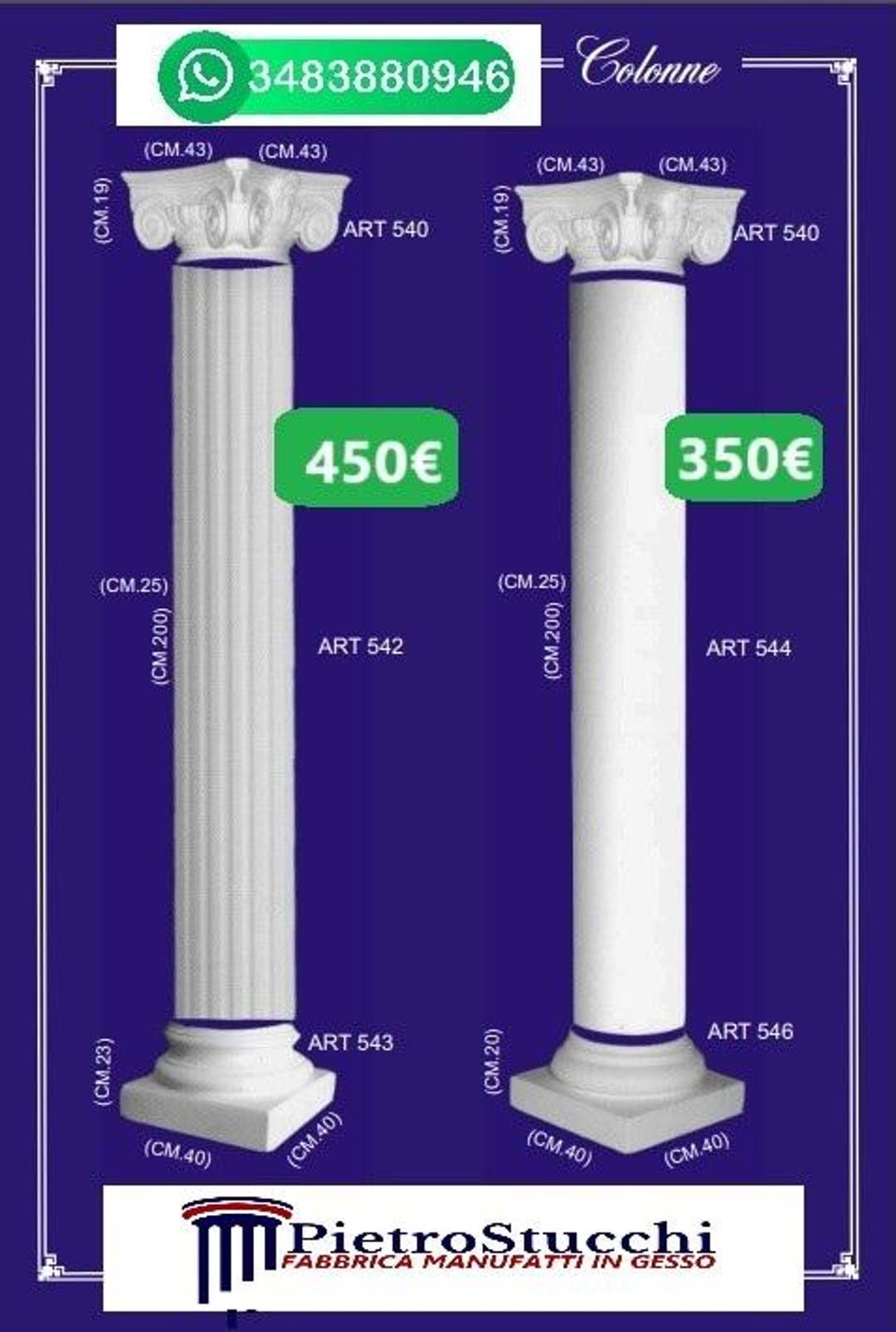 Plaster Column Cement Pillar Stone Stucco Decorative Elements Interior ...