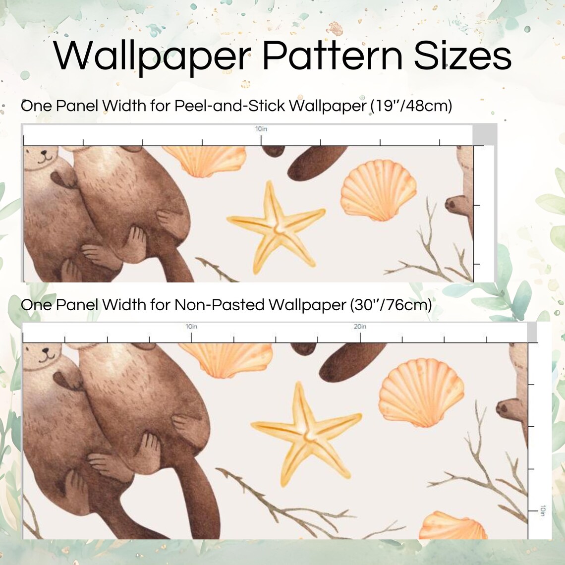 Otter Wallpaper Peel and Stick / Non-pasted - Whimsical Sea Shell ...