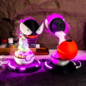 Gastly Humidifier Purple LED Light 3D Printed Desk Decor Gamers Bedroom ...