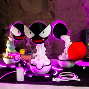 Gastly Humidifier Purple LED Light 3D Printed Desk Decor Gamers Bedroom ...