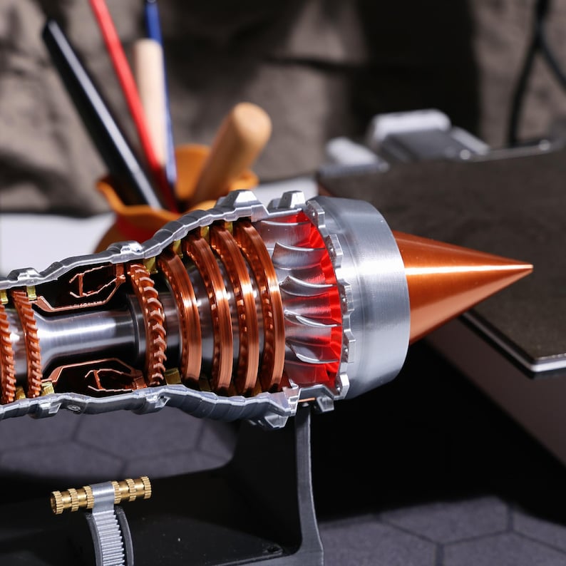 Jet Engine Turbofan Model 3D Printed Motorized Rotating Turbine Blades ...