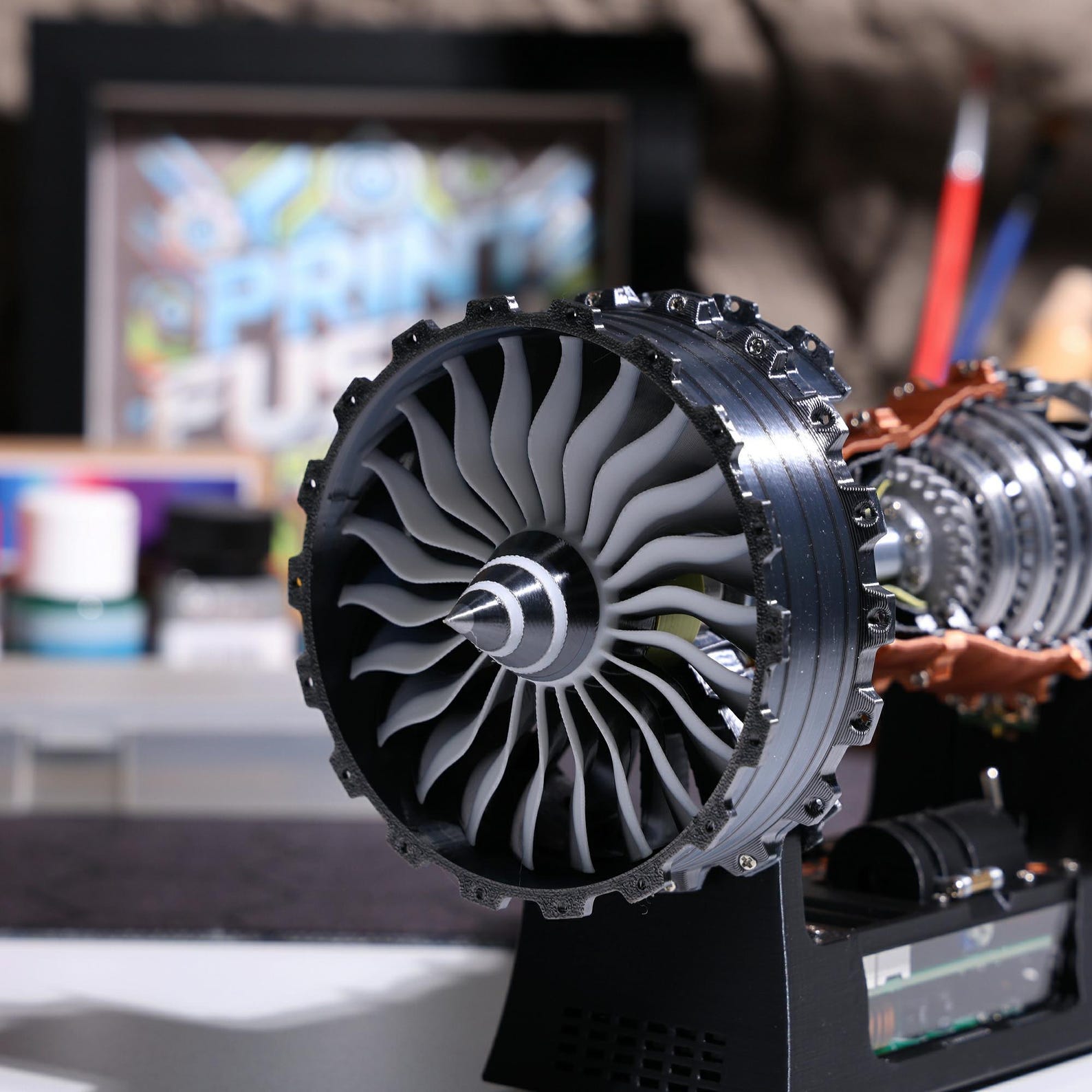 Turbofan Engine Model Trent-900 Brushless Motor LED 3D Printed Airbus ...