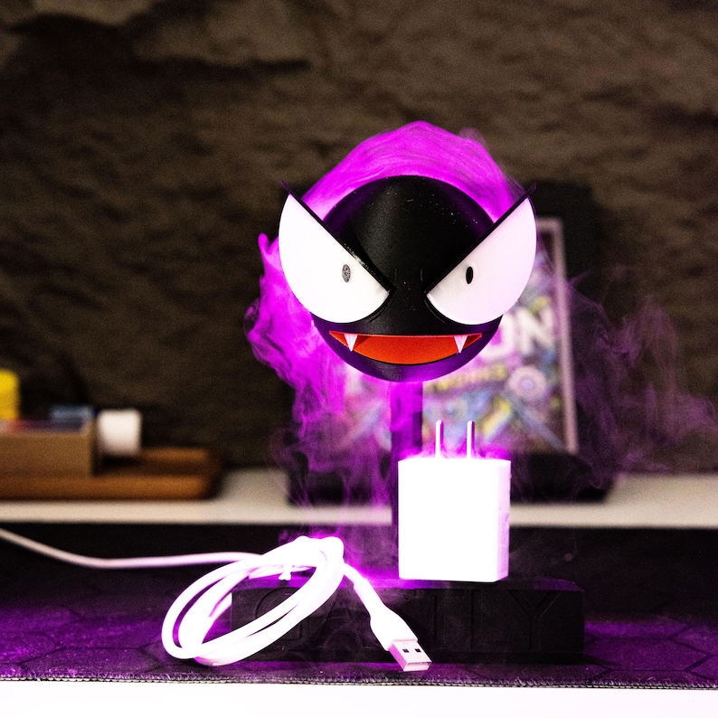 Gastly Ghost Humidifier 3D Printed LED Night Light for Gamer Desk Decor ...