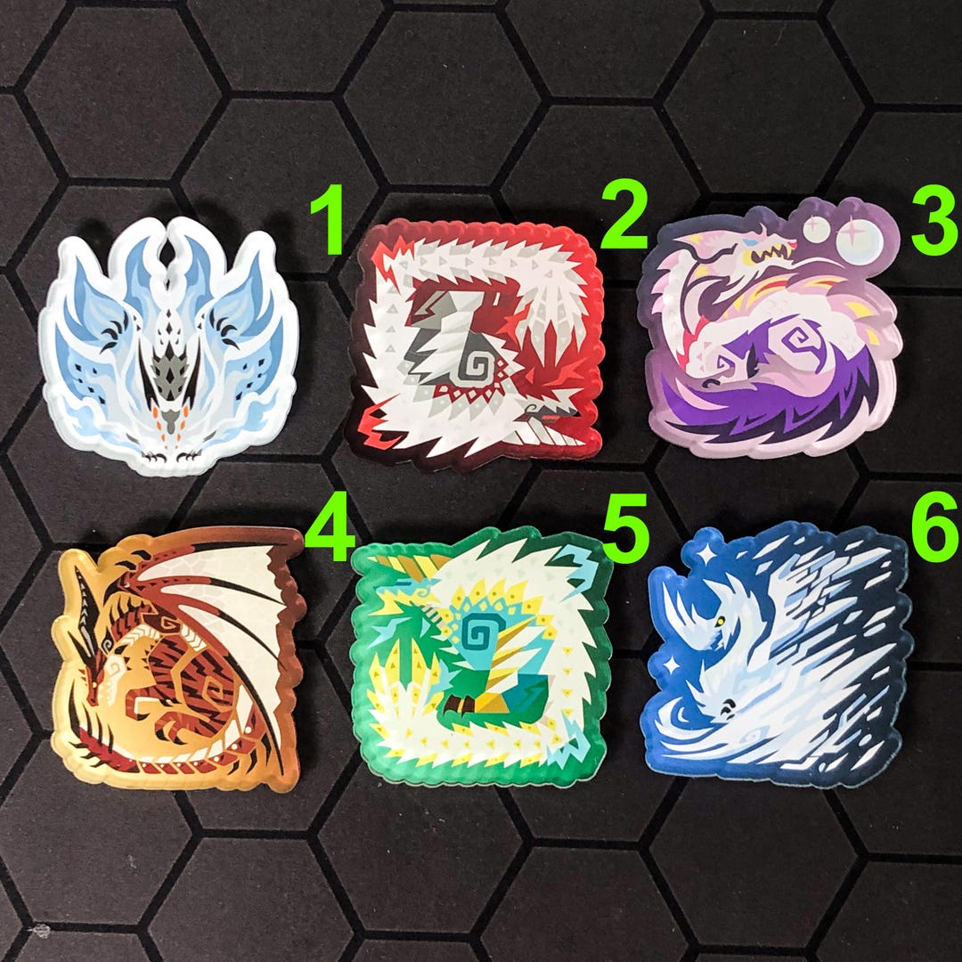 Chibi Monster Hunter Fridge Magnet Set of 6 Cute Acrylic Magnets for ...