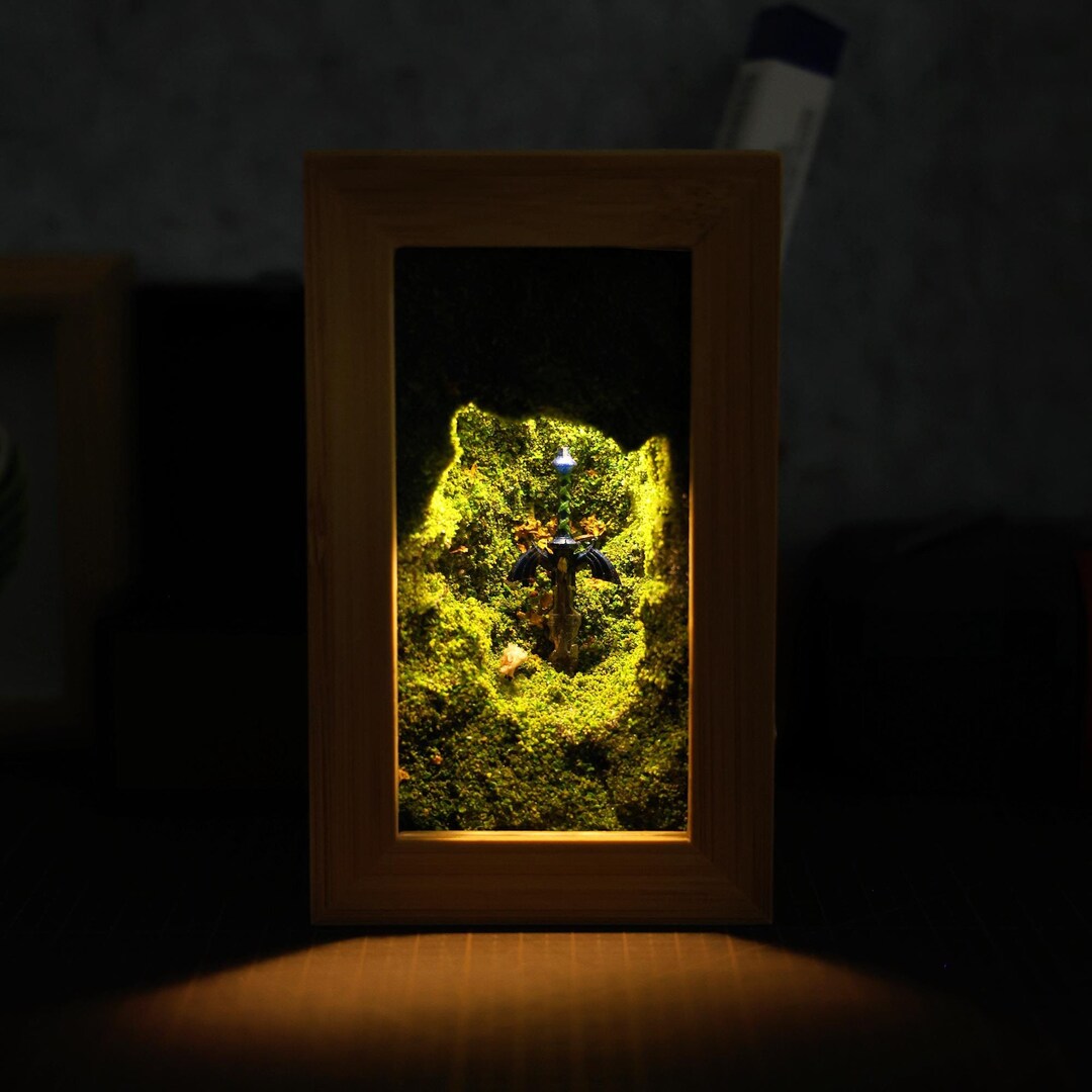 Handcrafted Master Sword Light up Display Box With Moss Background, A ...