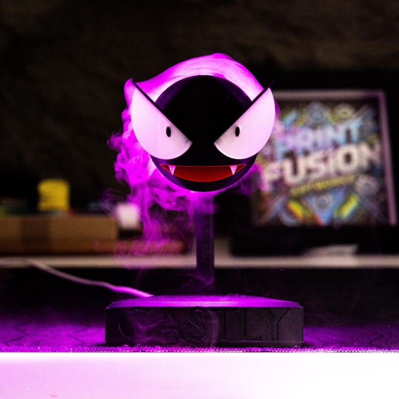 Gastly Ghost Humidifier 3D Printed LED Night Light for Gamer Desk Decor ...