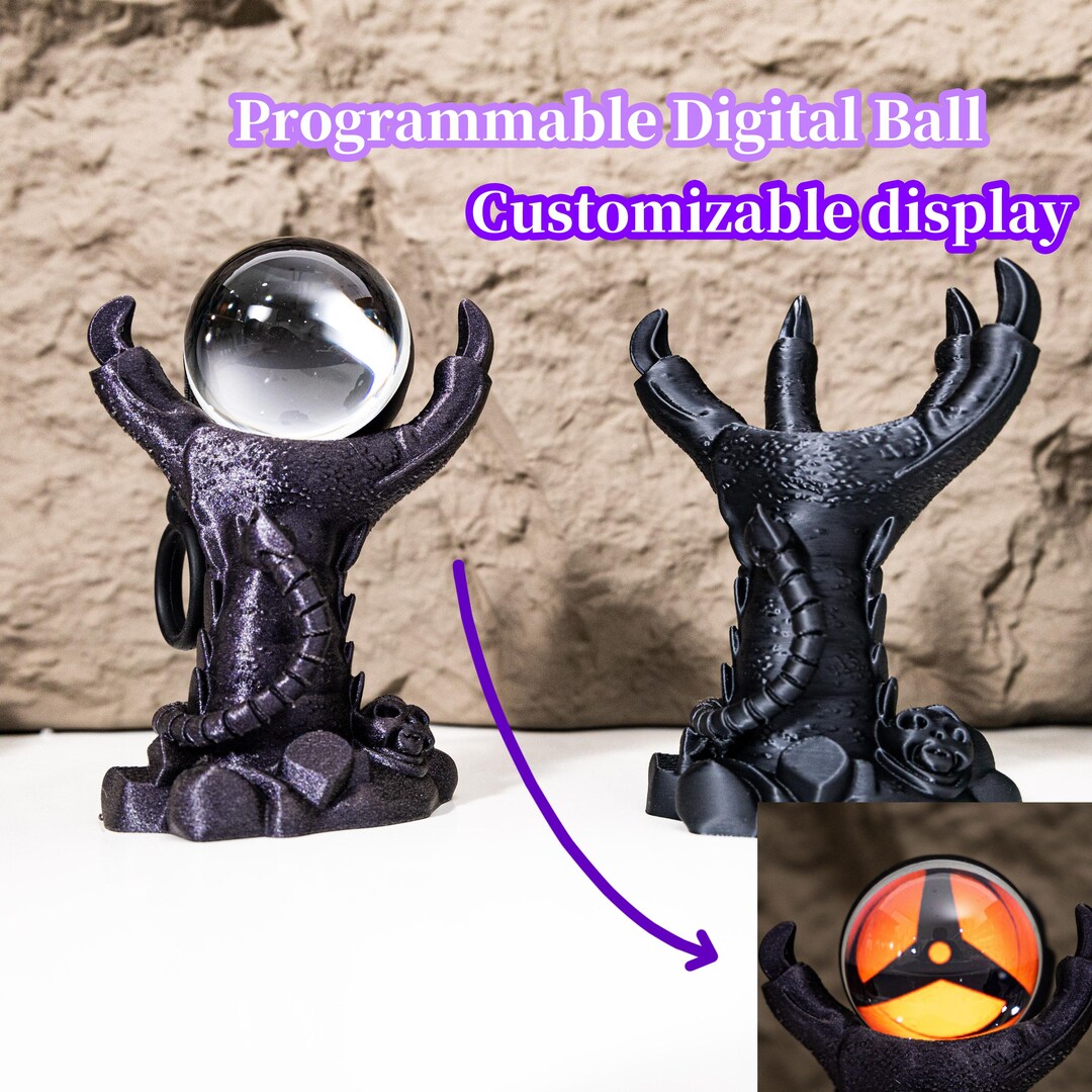 Gothic Claw LED Crystal Ball Stand Rechargeable Occult Sphere Lamp Dark ...