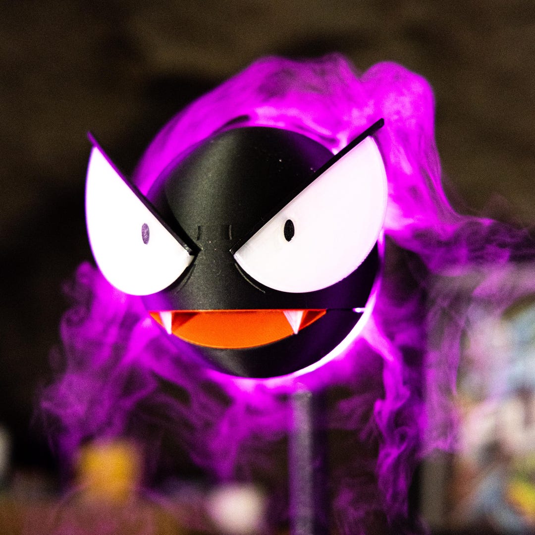 Gastly Ghost Humidifier 3D Printed LED Night Light for Gamer Desk Decor ...
