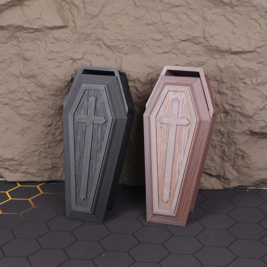 Pet Memorial Coffin Box PLA 3D Printed Urn for Ashes Engraved Cross Pet ...