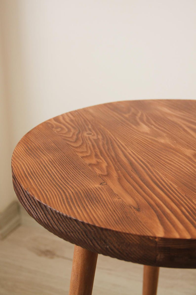Solid Wood Round End Table Mid Century Modern, Handmade Solid Side ...