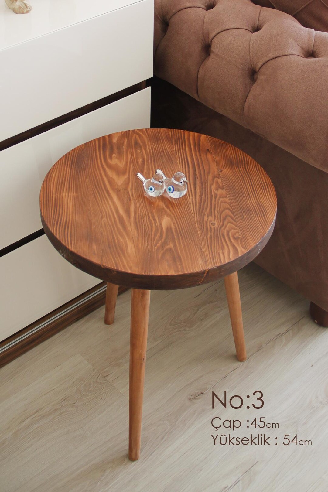 Solid Wood Round End Table Mid Century Modern, Handmade Solid Side ...