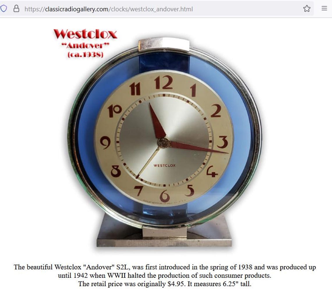 Art Deco Westclox 'andover' S2-L Shelf Clock by Andrew H. Neureuther ...