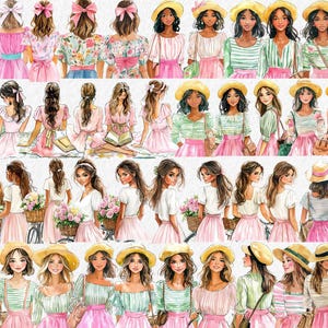 Spring in Paris Watercolor Clipart Set French Chic Digital Illustration ...