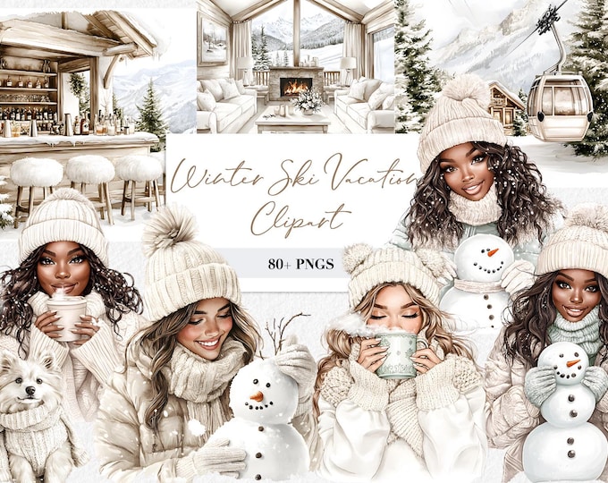 Christmas Bunny Clipart Cute Watercolor Winter Rabbits Digital ...