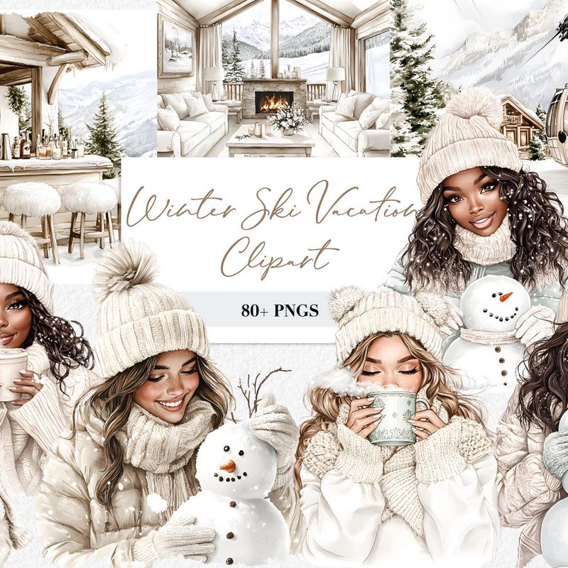 Ski Scene Clip Art - Etsy