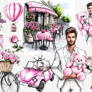 Valentine’s Day Clipart Romantic Paris Watercolour Cupid Theme ...