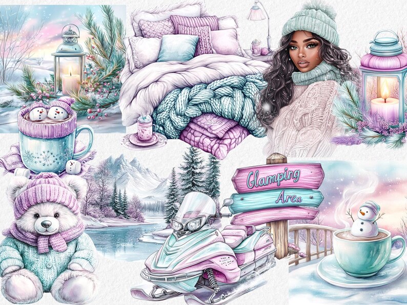 Winter Wonderland Igloo Clipart Cozy Nordic Snow Scenery Watercolor ...