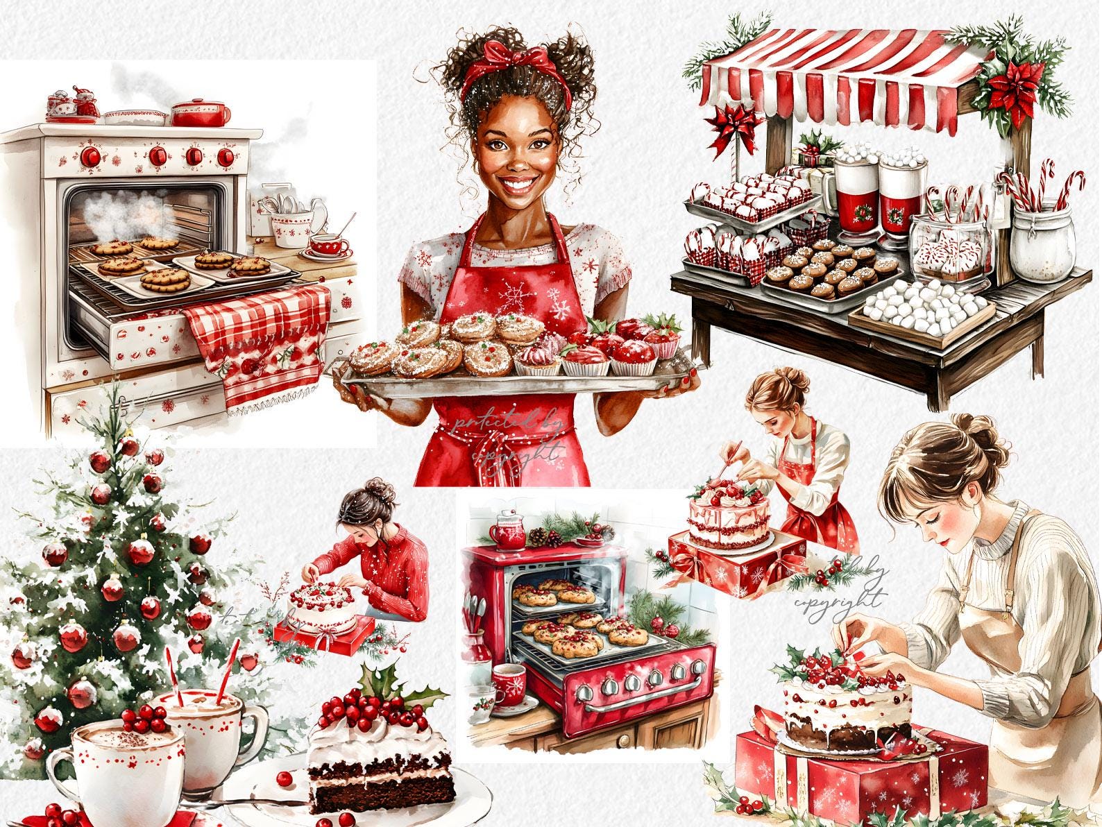 Christmas Bakery Clipart Festive Baking Illustration Holiday Cookies ...