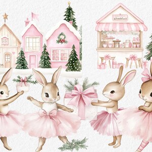 Christmas Bunny Clipart Cute Watercolor Winter Rabbits Digital ...