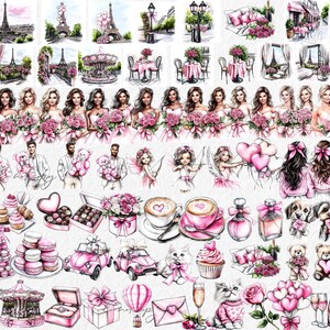 Valentine’s Day Clipart Romantic Paris Watercolour Cupid Theme ...