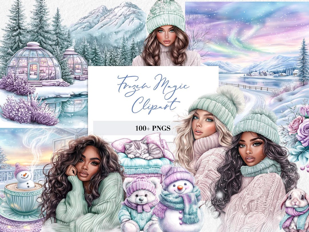 Winter Wonderland Igloo Clipart Cozy Nordic Snow Scenery Watercolor ...