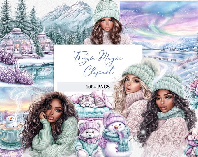 Winter Ski Resort Clipart Watercolour Cozy Chalet Illustration Snow Day ...