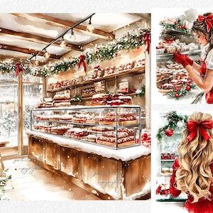 Christmas Bakery Clipart Festive Baking Illustration Holiday Cookies ...