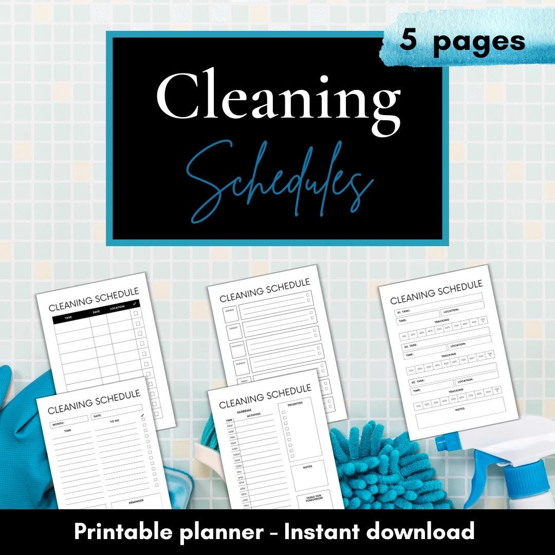 Cleaning Schedules Checklist, Planner, Daily, Weekly, Template ...