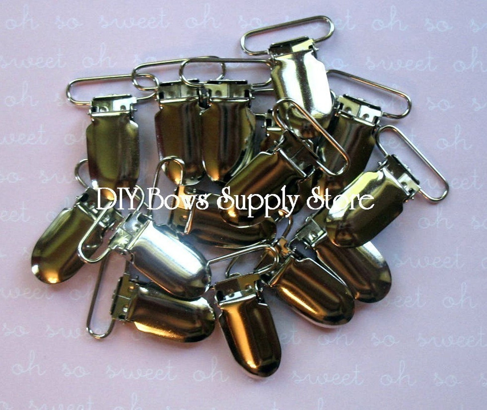 25 Metal Pacifier Clips - 1" or 2.5 Cm Suspender / Pacifier / Bib ...