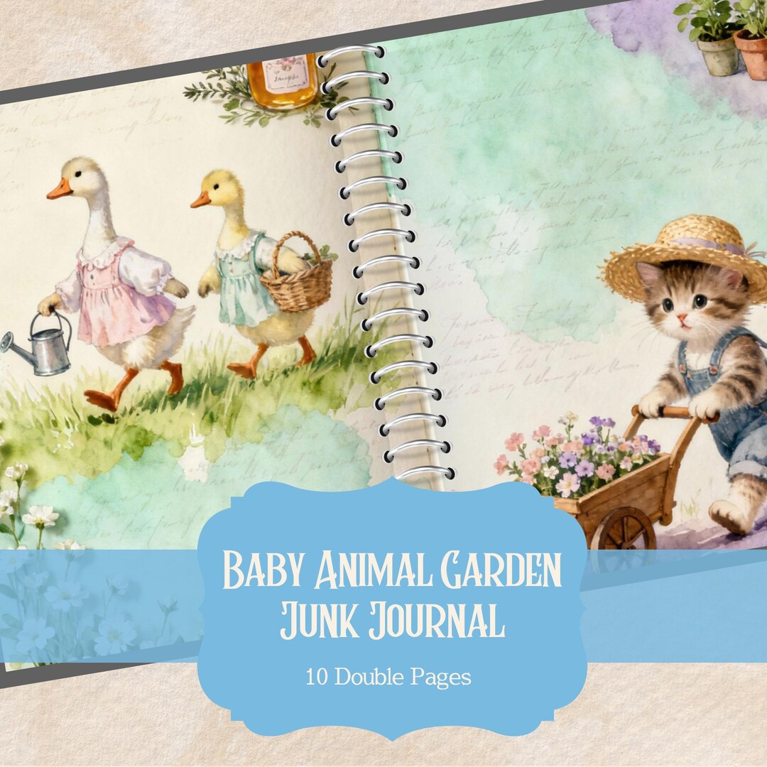 Baby Animal Junk Journal Pages | Watercolor Cottage Garden (digital ...