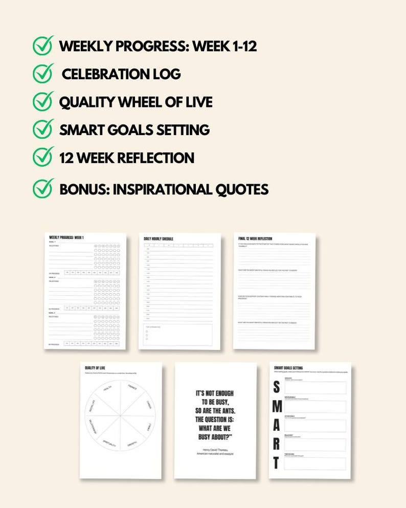 12 Week Year Printable Planner: Productivity & Goal Tracker (A4 PDF) - Etsy
