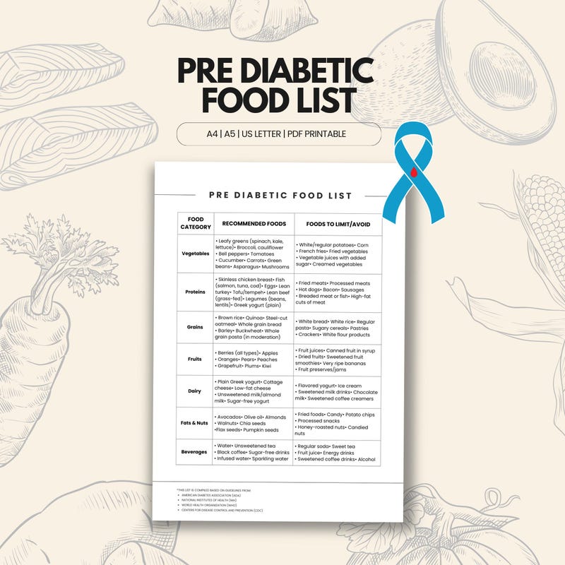 Prediabetic Food Chart - Etsy