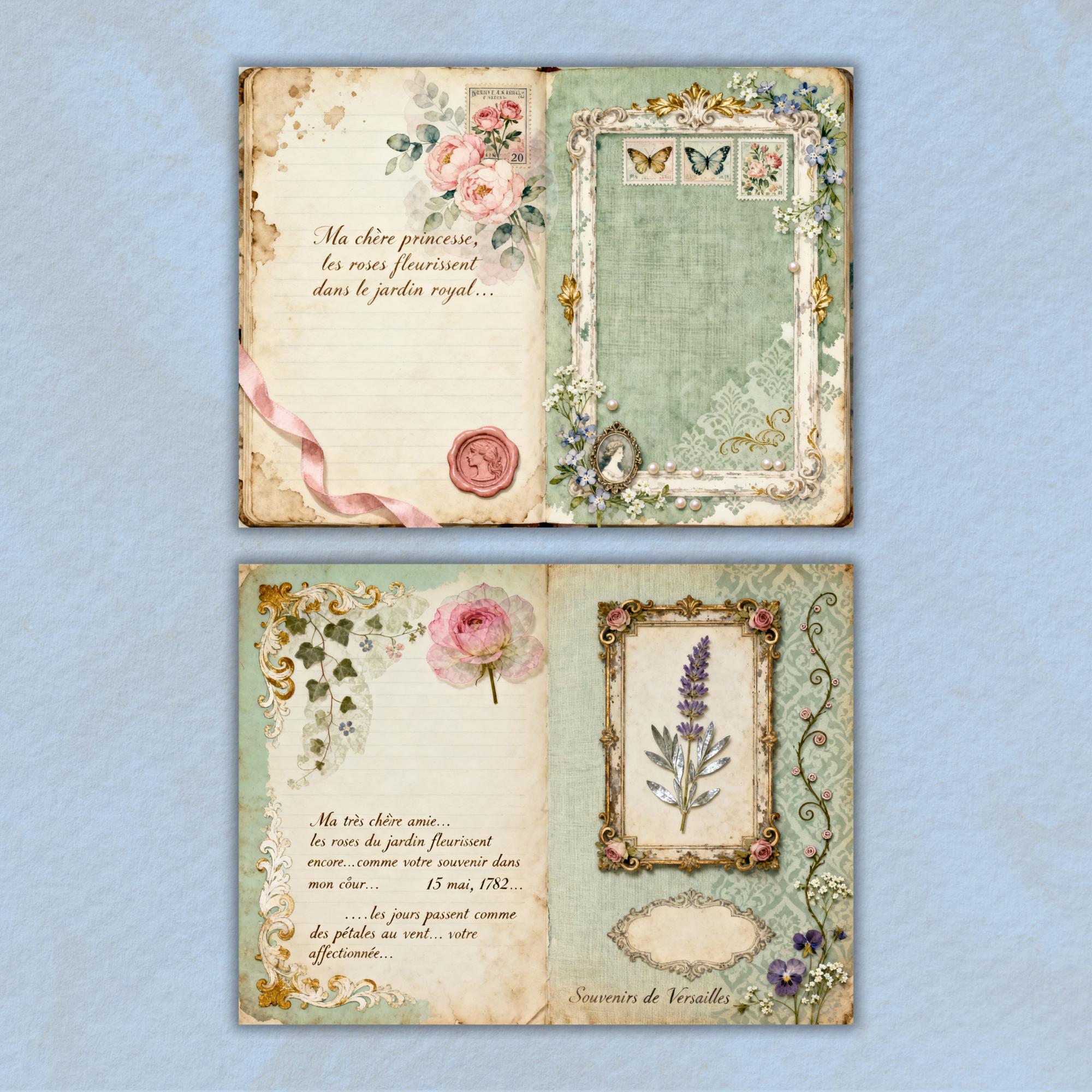 Maria Antoinette Junk Journal Kit | Shabby Chic Roses (digital Download ...