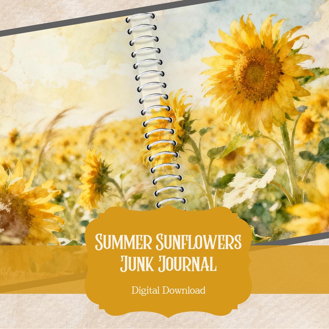 Summer Sunflowers Journal | Golden Field Pages 10 Double Pages (JPG ...