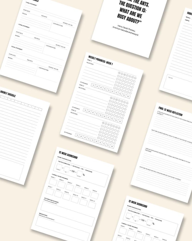 12 Week Year Printable Planner: Productivity & Goal Tracker (A4 PDF) - Etsy