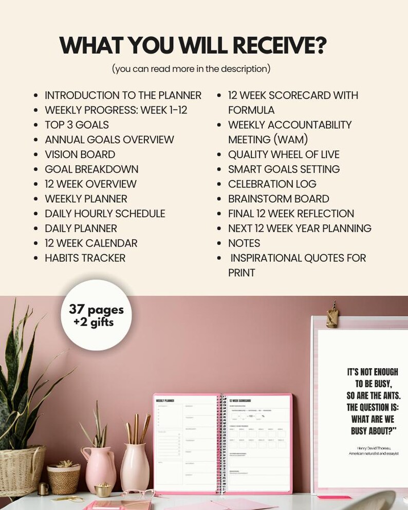 12 Week Year Printable Planner: Productivity & Goal Tracker (A4 PDF) - Etsy