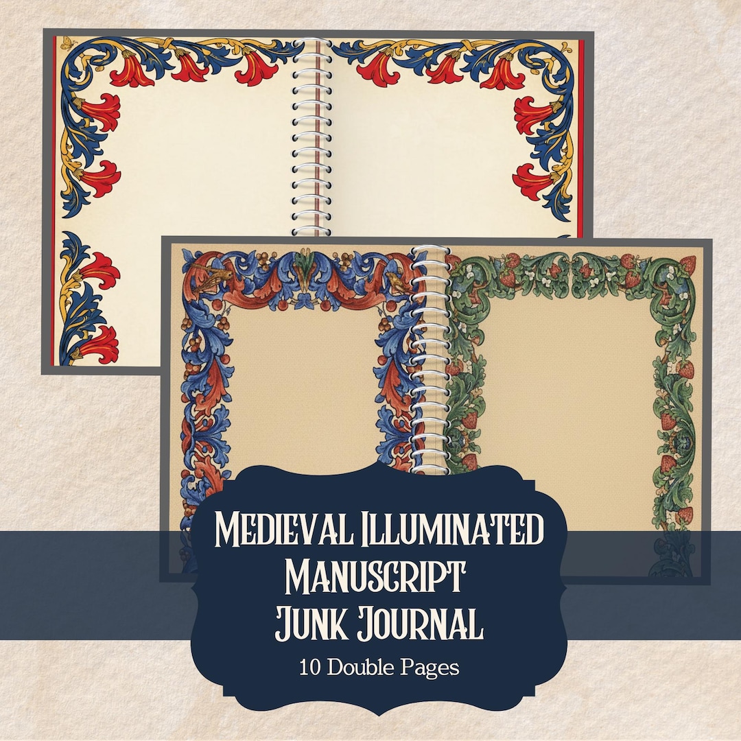 Illuminated Manuscript Junk Journal | Medieval Border Frames (digital ...
