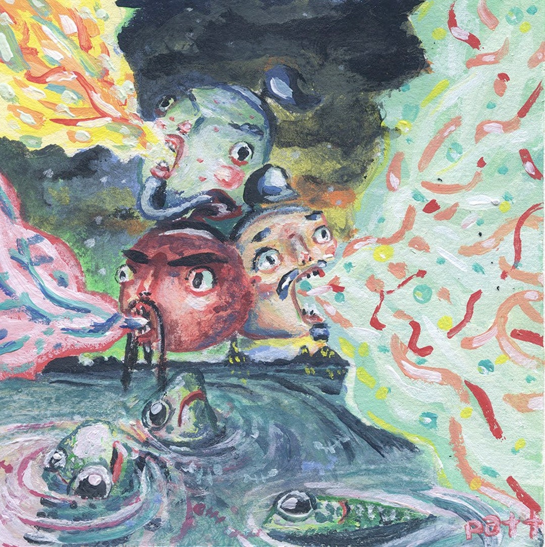 Yokai - Original Acrylic Painting - Mabs Drawlloween Club Day 7 - Etsy