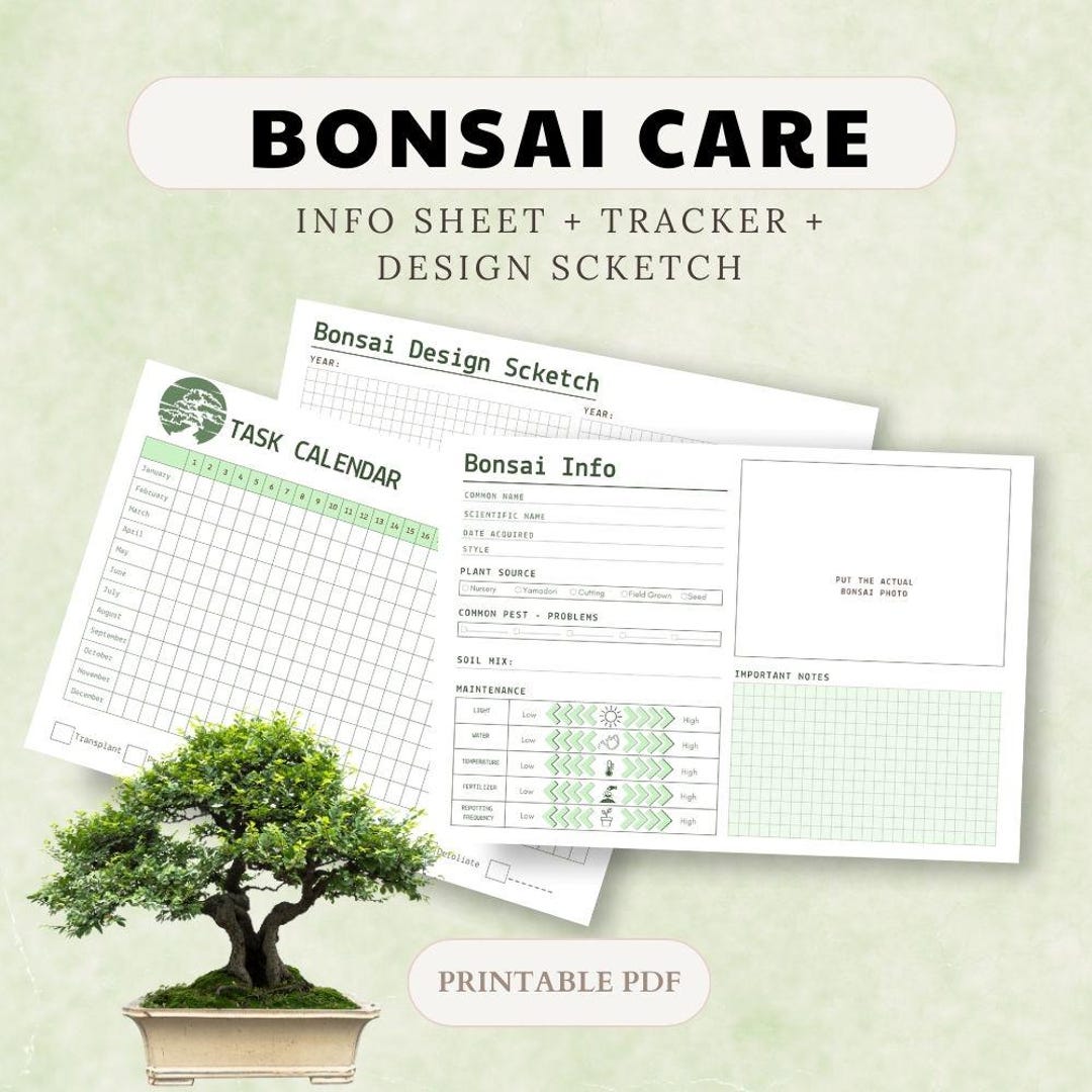 Bonsai Care Tracker, Bonsai Growing Planner, Bonsai Care Bundle, Bonsai Log, Garden Watering ...