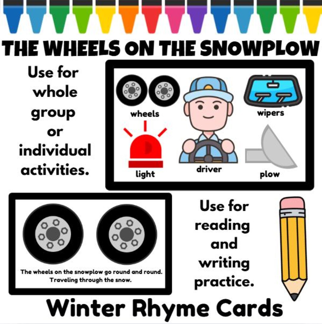 The Wheels on the Snowplow Winter Circle Rhyme Poem Cards & Bonus Pages ...