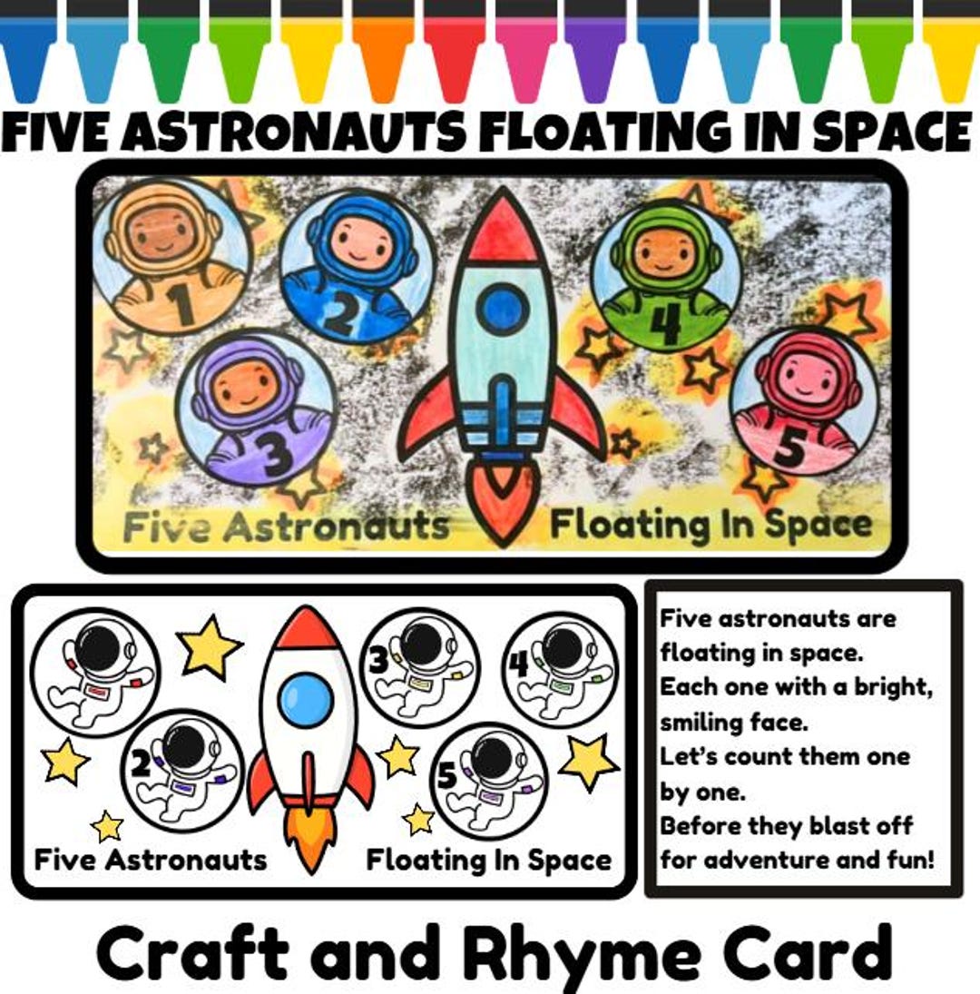 Five Astronauts Floating in Space Craft and Rhyme Card Plus Bonus ...