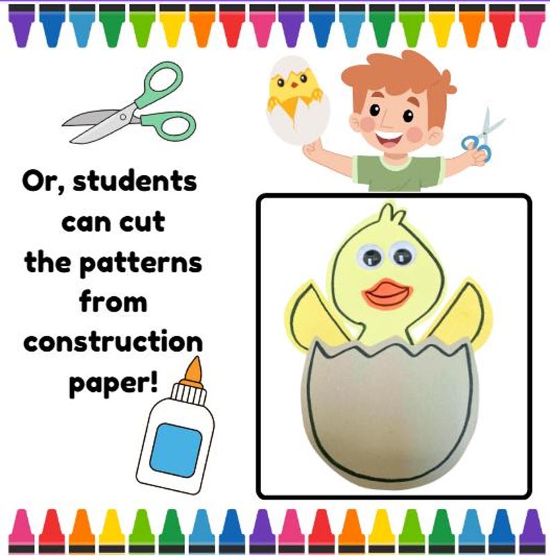 Cut and Paste Duck and Egg Simple Craft Plus Dot Marker & Coloring Page ...