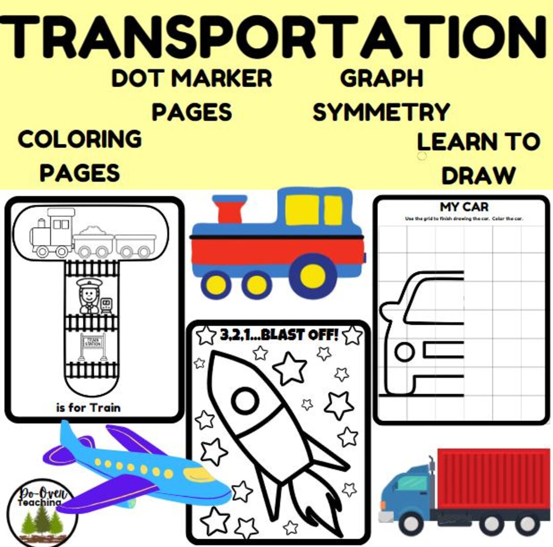 Transportation Coloring and Dot Marker Pages Preschool Kindergarten ...