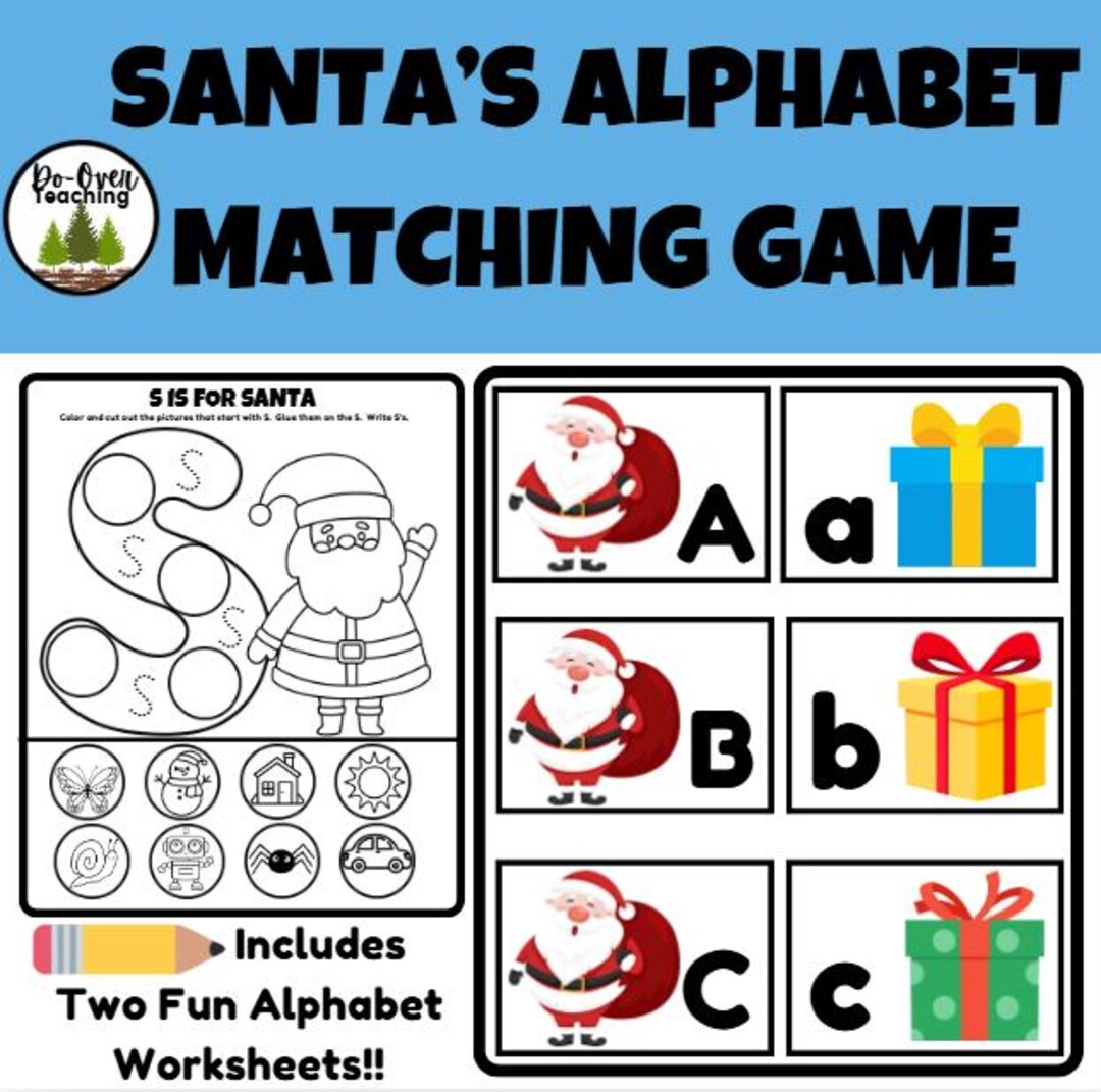 Santa's Christmas Alphabet Letter Match Game Plus No-prep Holiday ...