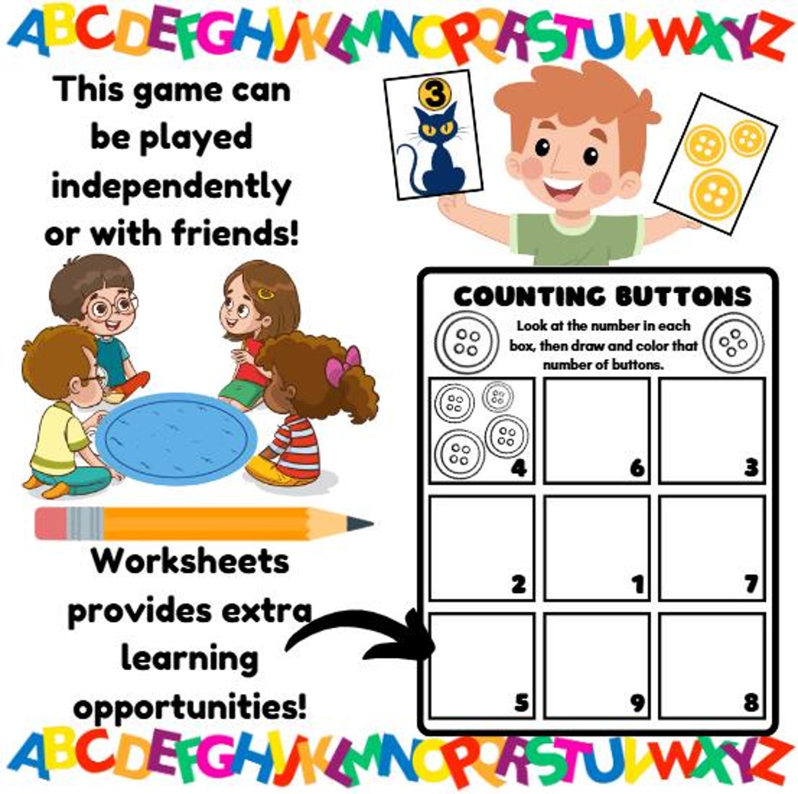 Pete the Cat Buttons Number 1-12 Count & Match Math Game Plus Math ...