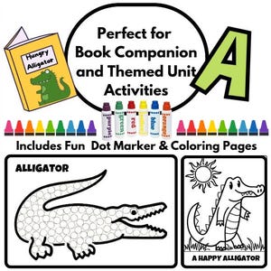 Cut and Paste Alligator Simple Craft Plus Dot Marker and Coloring Page ...