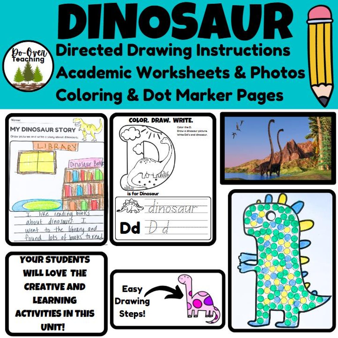 Dinosaur Activities Directed Drawing, Academic Worksheets, Coloring ...
